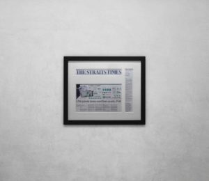 Newspaper Clippings in Thin Gold Frame | Merlin